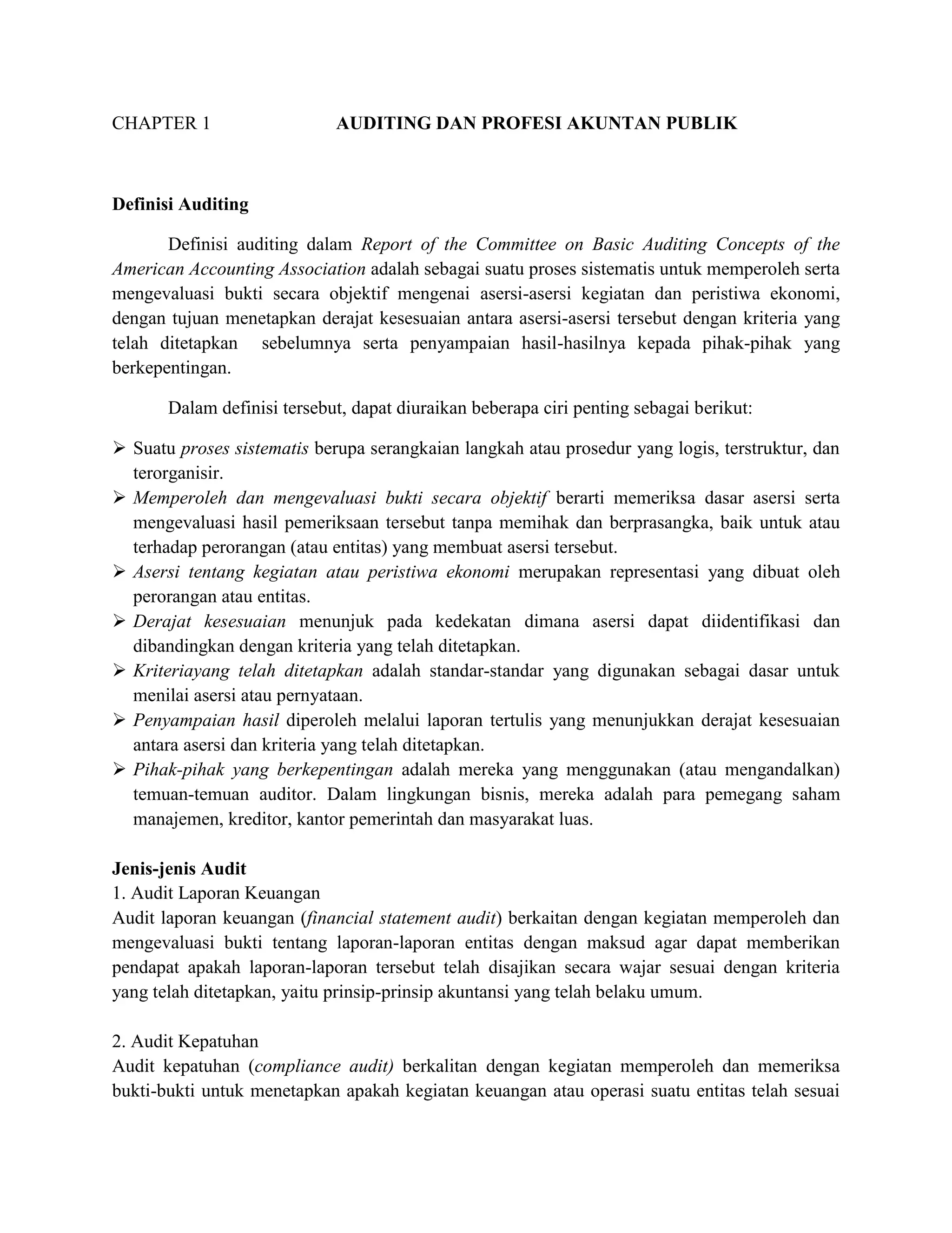 Tugas rmk chapter 1 pengauditan | DOCX