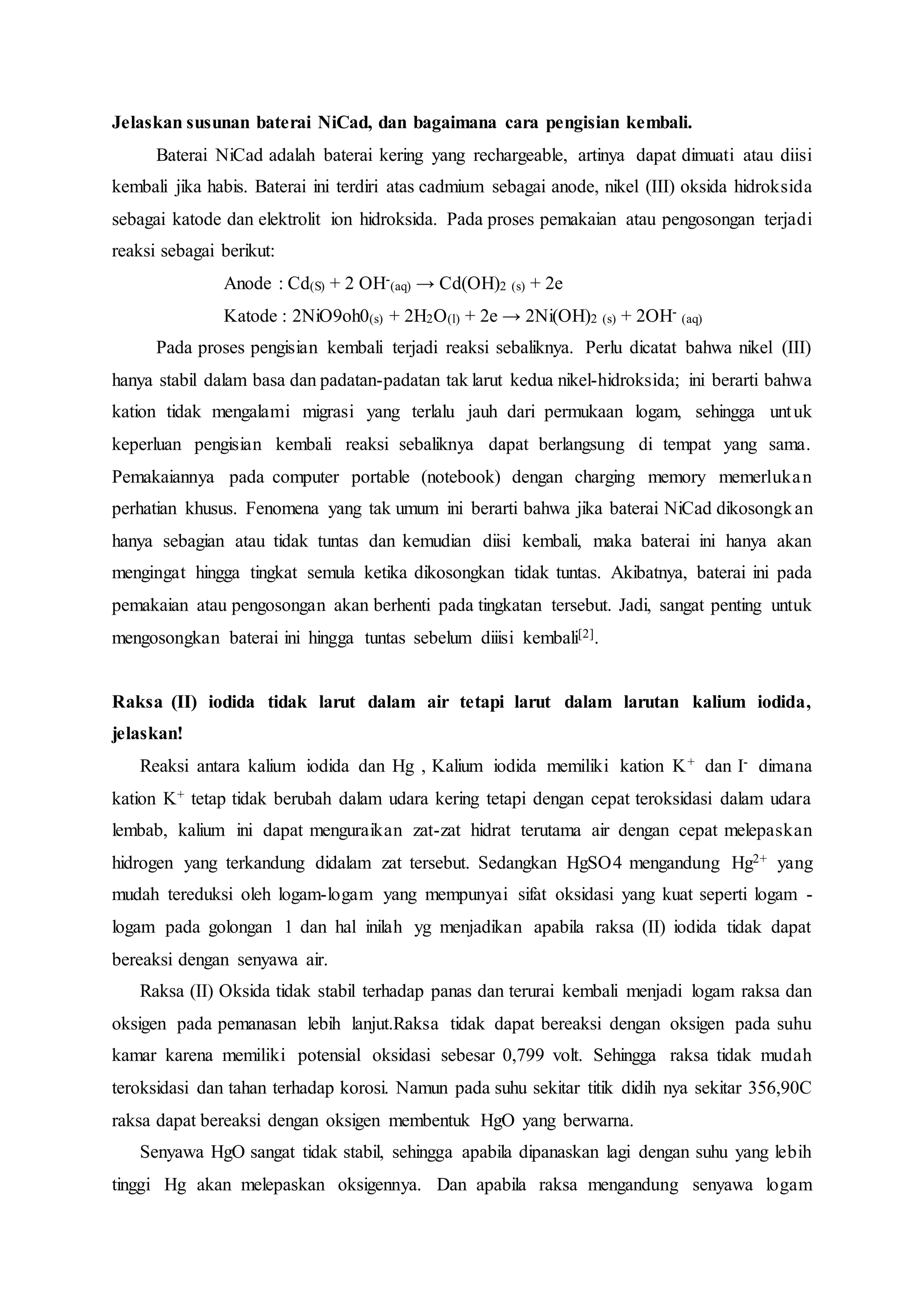 Logam Zn (zink) ,Cd (Cadmium), Hg (Raksa) | DOCX