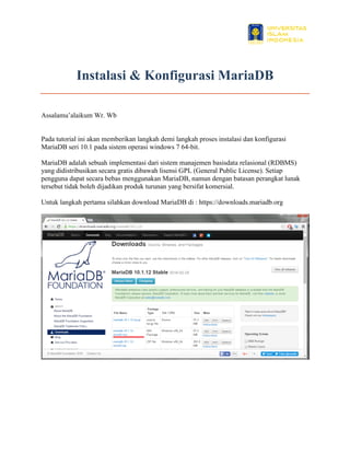 cara mudah instalasi & konfigurasi di MariaDB | PDF