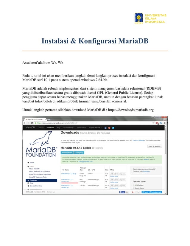 cara mudah instalasi & konfigurasi di MariaDB | PDF