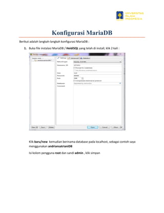 cara mudah instalasi & konfigurasi di MariaDB | PDF