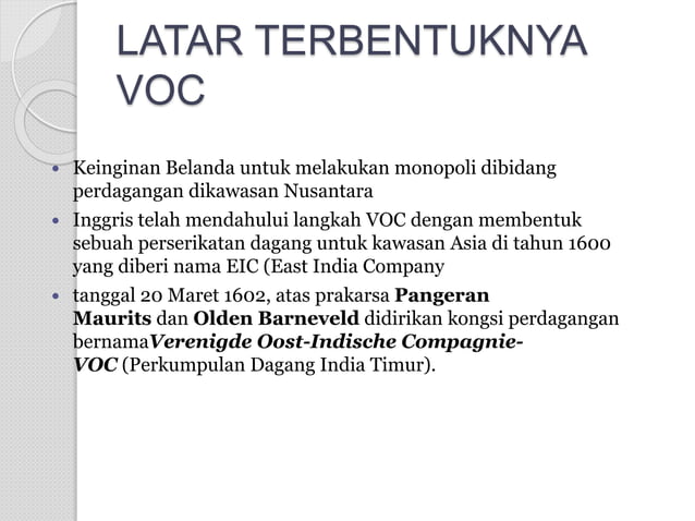 Tugas sejarah indonesia voc | PPT