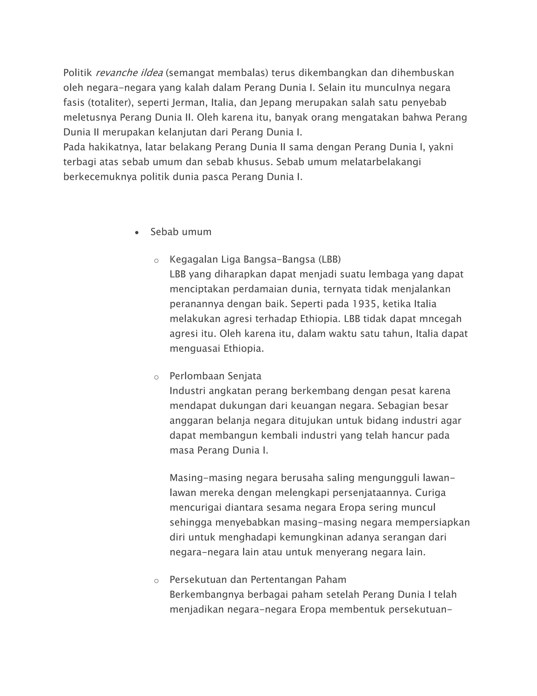 Perbedaan Perang Dunia 1 Dan Perang Dunia 2 Docx