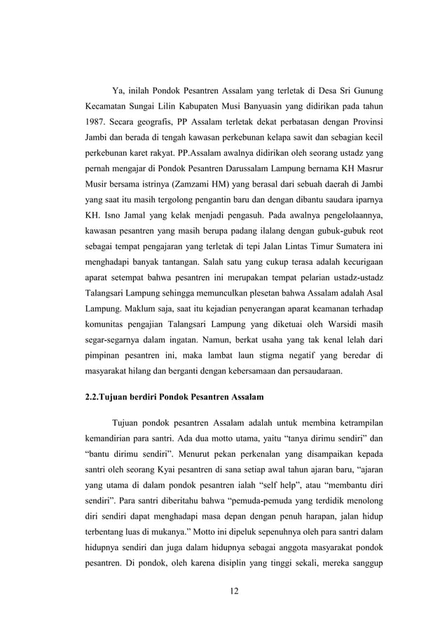 Tugas sejarah pondok pesantren assalam | DOCX