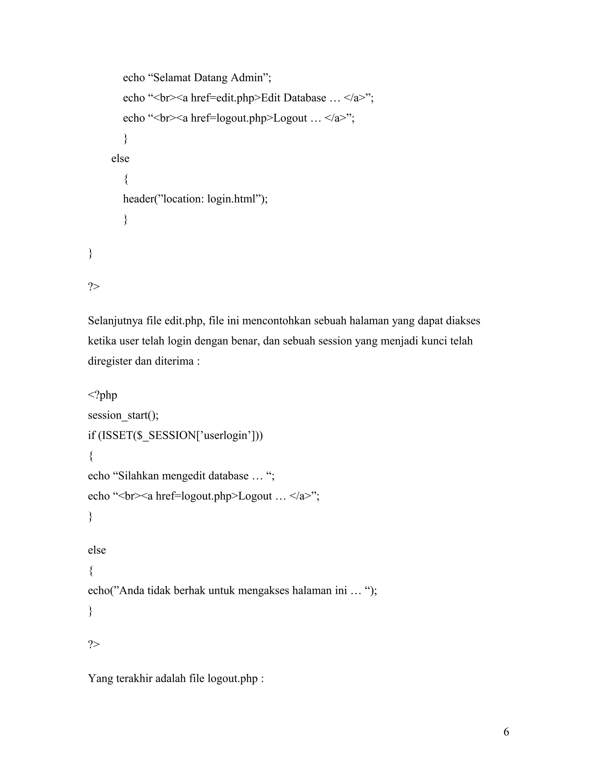 Contoh Session By Tugas Session Hanni | DOC