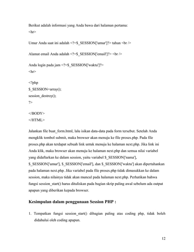 Contoh Session By Tugas Session Hanni | DOC