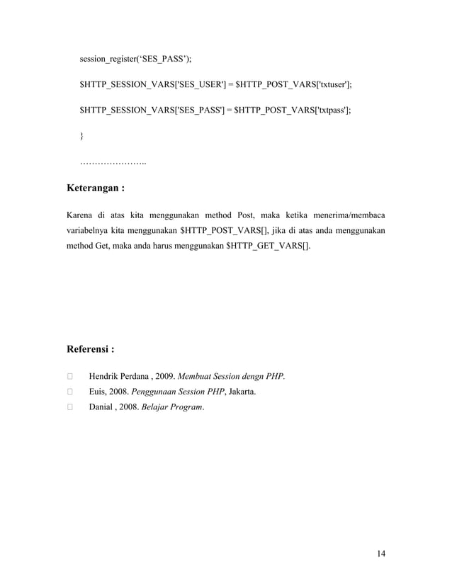 Contoh Session By Tugas Session Hanni | DOC