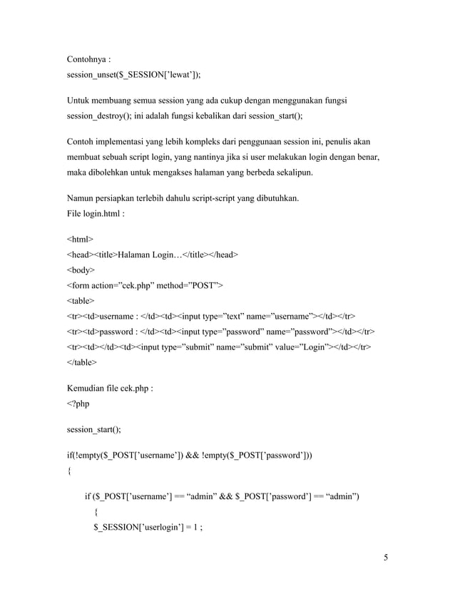 Contoh Session By Tugas Session Hanni | DOC