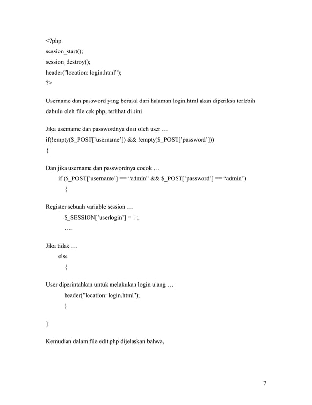 Contoh Session By Tugas Session Hanni | DOC