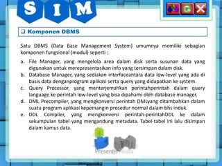 Sistem Manajeman Basis Data dan Komunikasi Data | PPTX