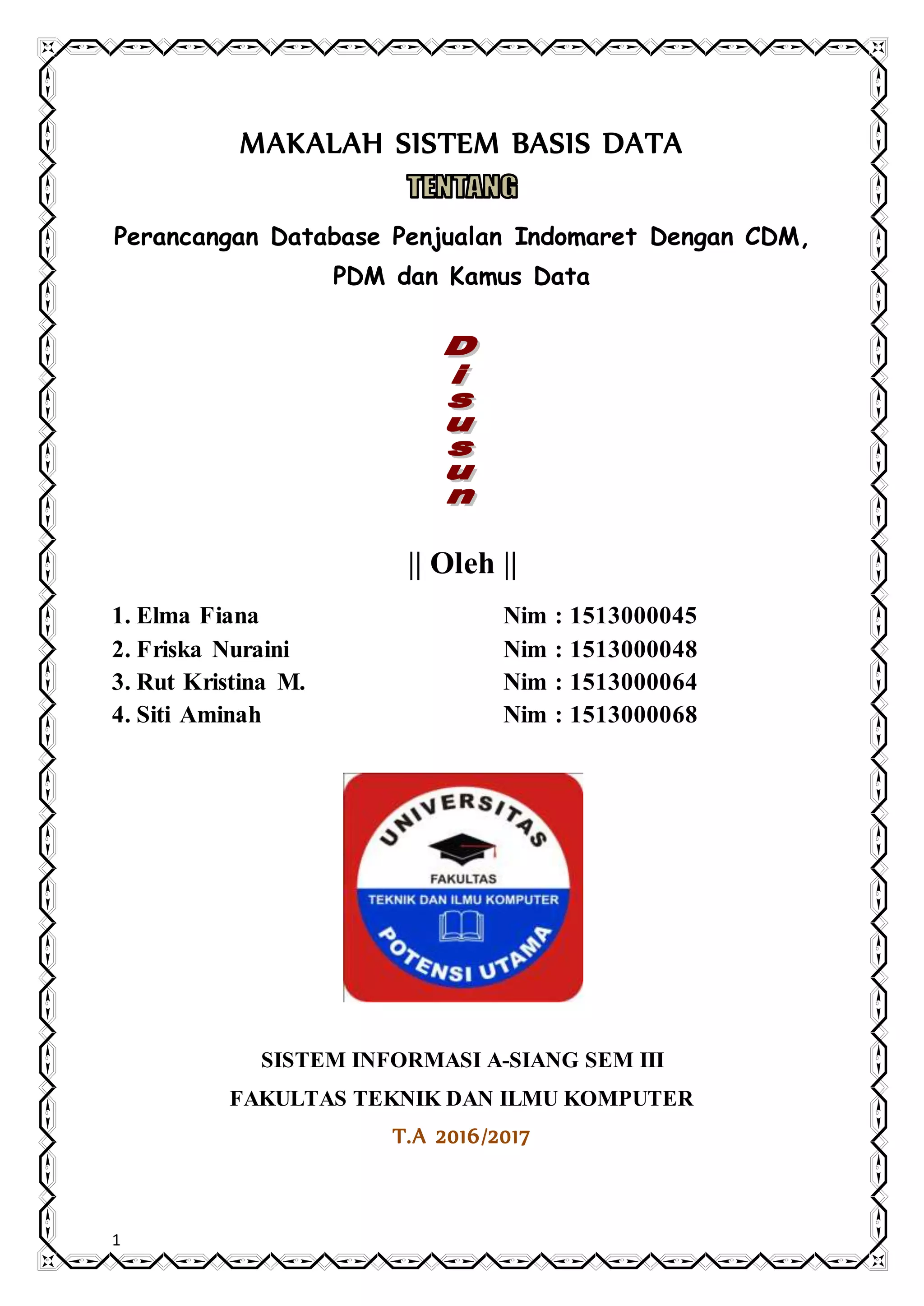 Tugas sistem basis data kelompok | PDF