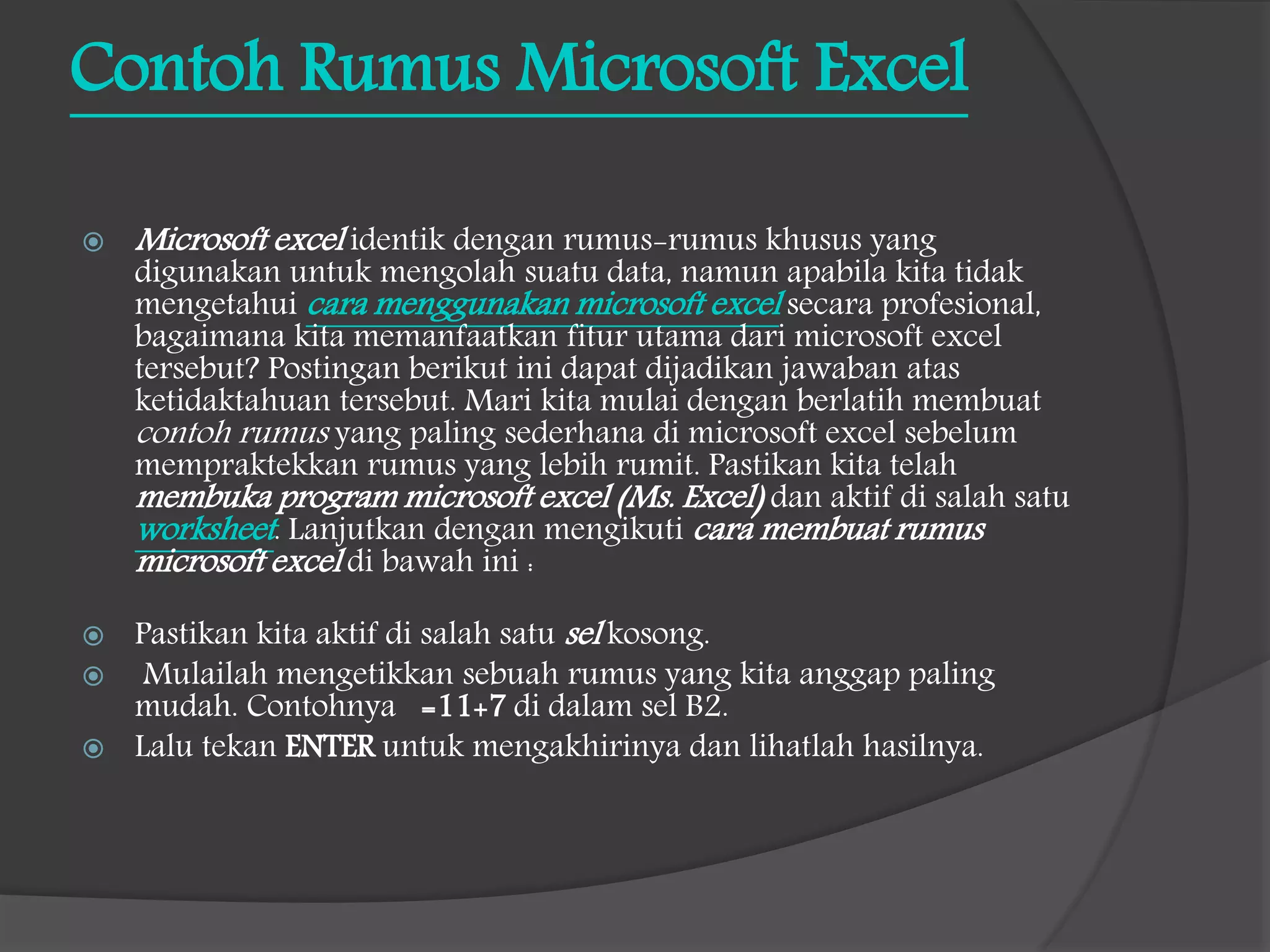 Cara menggunakan Microsoft Excel | PPTX