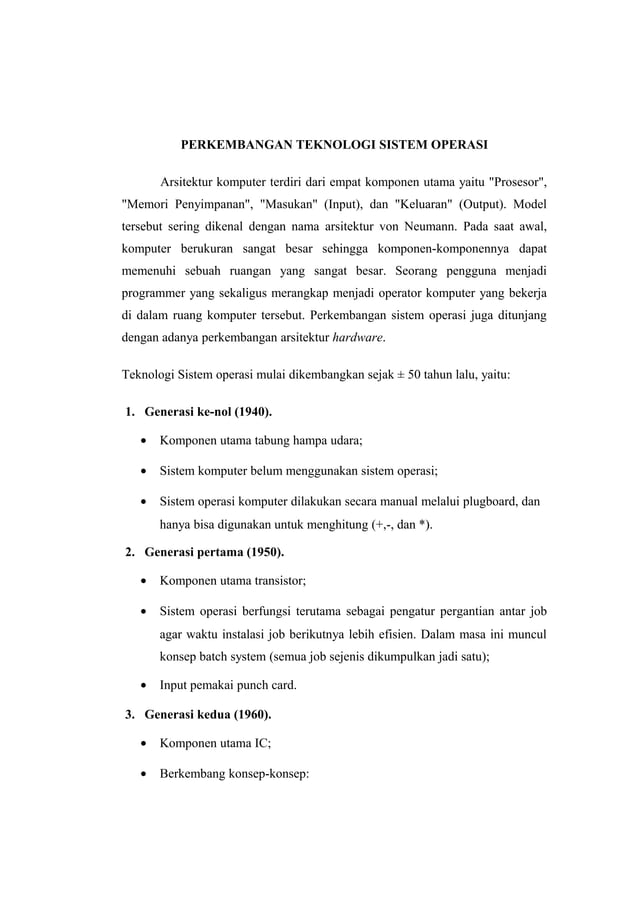 Perkembangan Sistem operasi | PDF