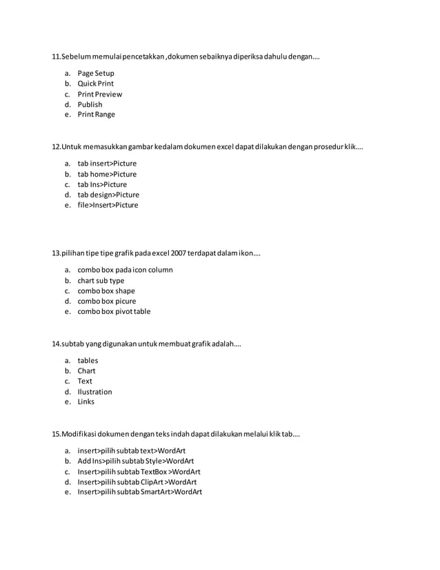 SOAL LATIHAN TIK MATERI EXCEL | DOCX