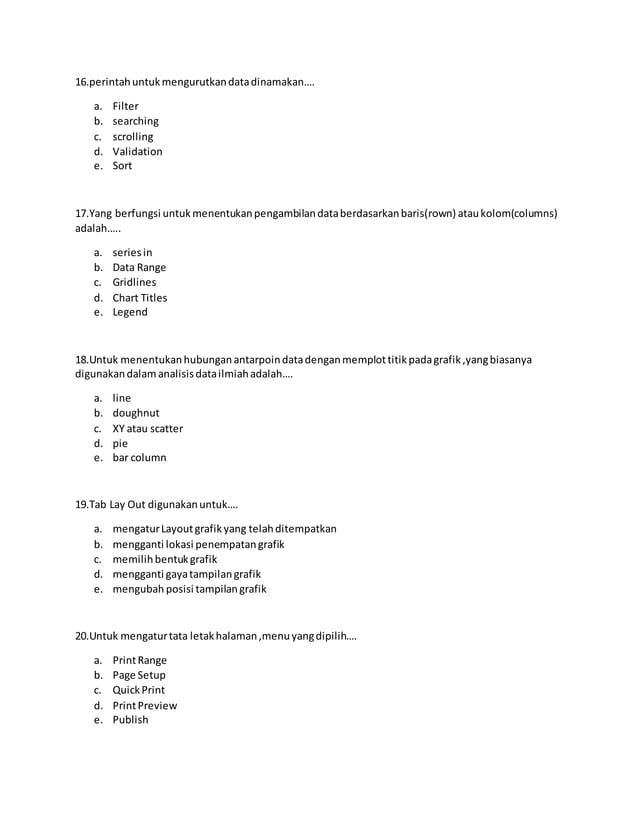 SOAL LATIHAN TIK MATERI EXCEL | DOCX