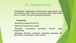 Profesi di Bidang Teknologi Informasi | PPT