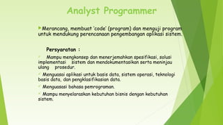 Profesi di Bidang Teknologi Informasi | PPT