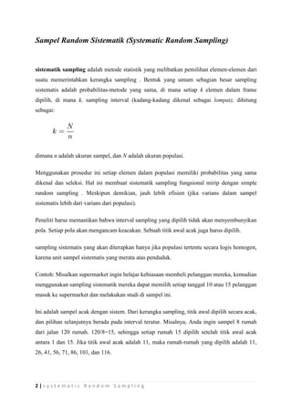 Statistika "Systematic Random Sampling" | PDF