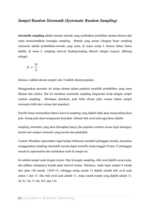 Statistika "Systematic Random Sampling" | PDF
