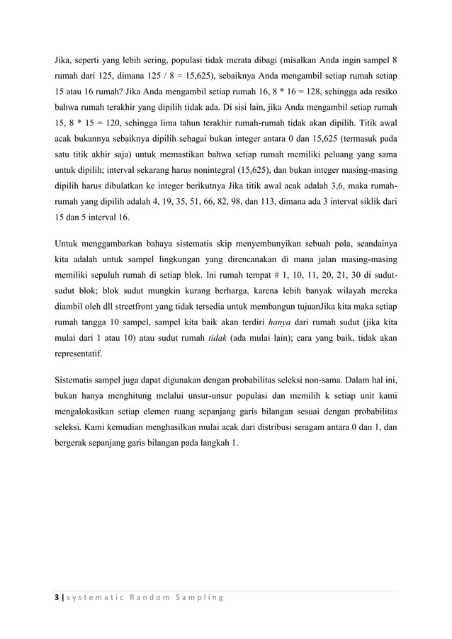 Statistika "Systematic Random Sampling" | PDF