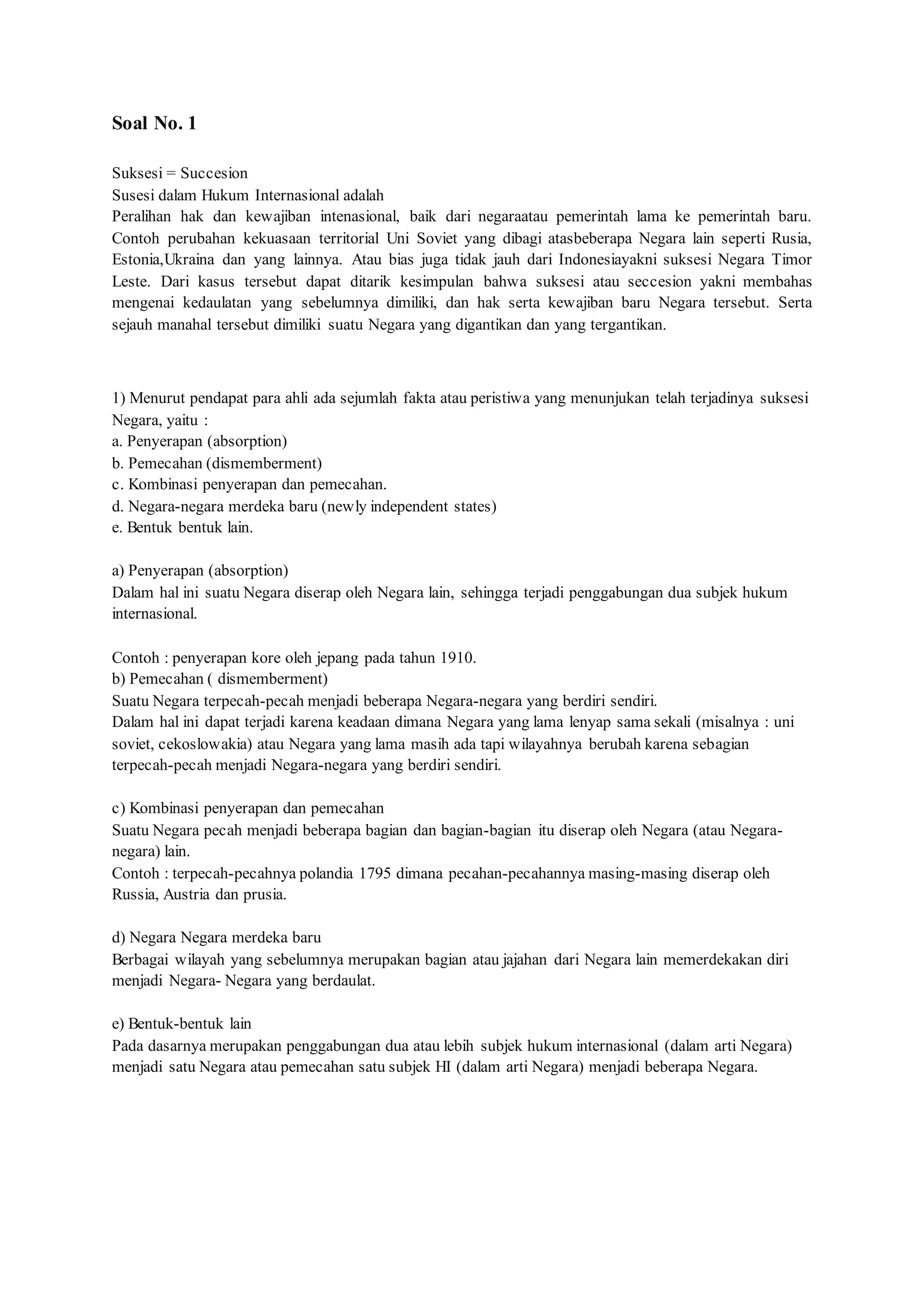 Tugas Suksesi Negara dan Kapasitas Internasional Fenti Anita Sari | DOCX