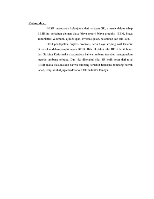 Tugas tambang terbuka hubungan rumus bser dan sr tambang terbuka | DOCX