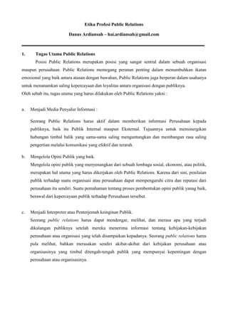 Tugas, tantangan, dan kendala profesi public relations | PDF