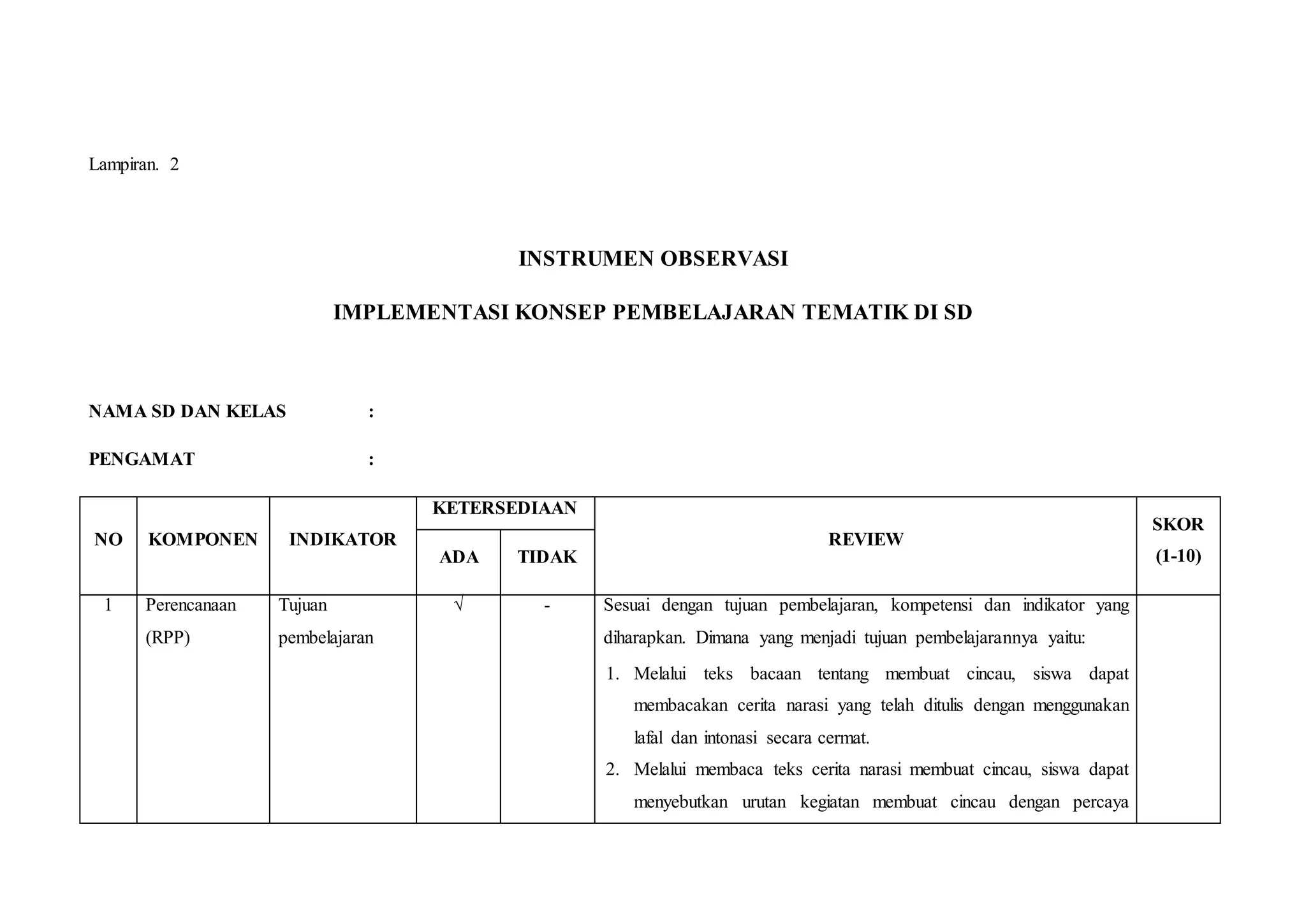 INSTRUMEN OBSERVASI | DOCX