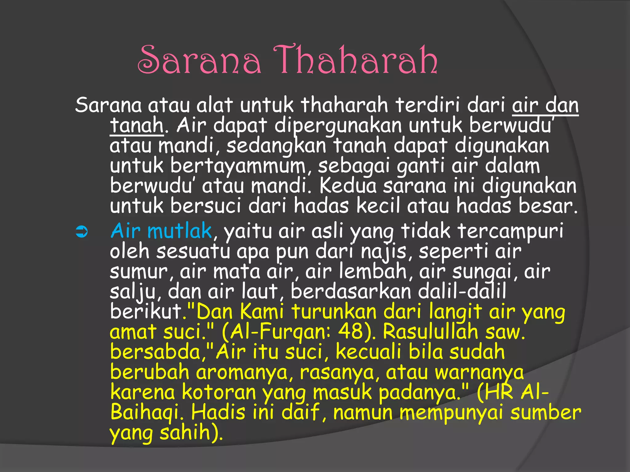 Presentasi Power Point Thaharah | PPTX