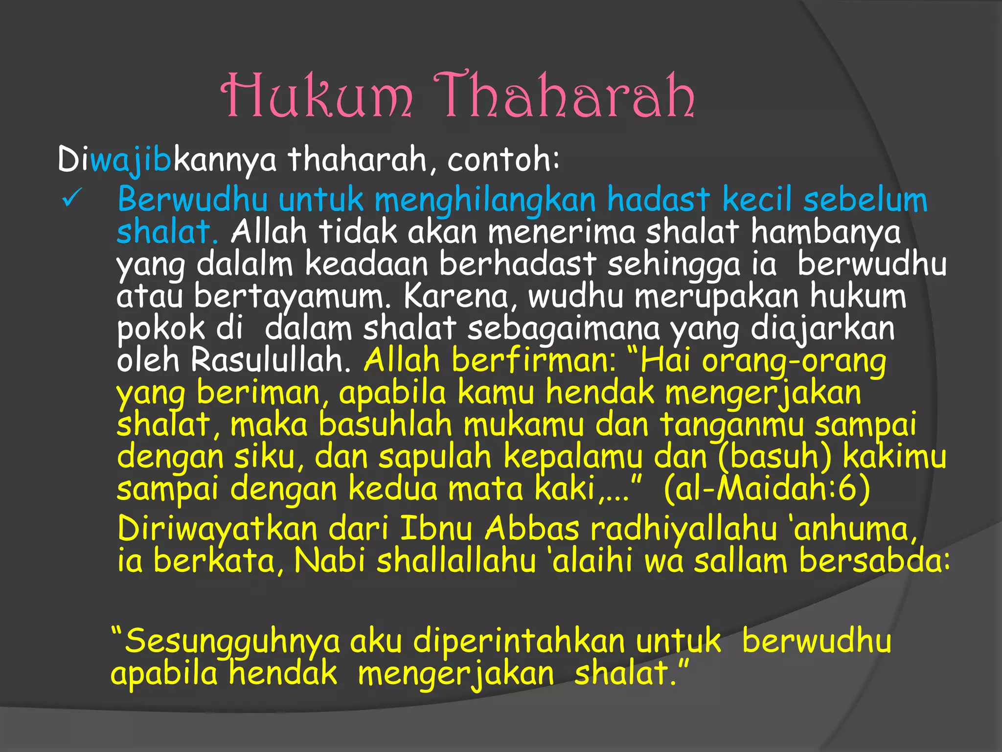 Presentasi Power Point Thaharah | PPTX