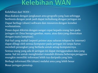 TUGAS TKJ kelompok tentang jaringan dasar WAN | PPTX