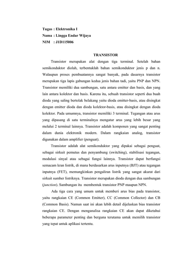 Tugas transistor | PDF