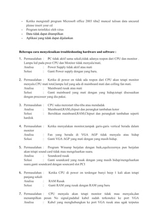 Tugas trobleshooting | PDF