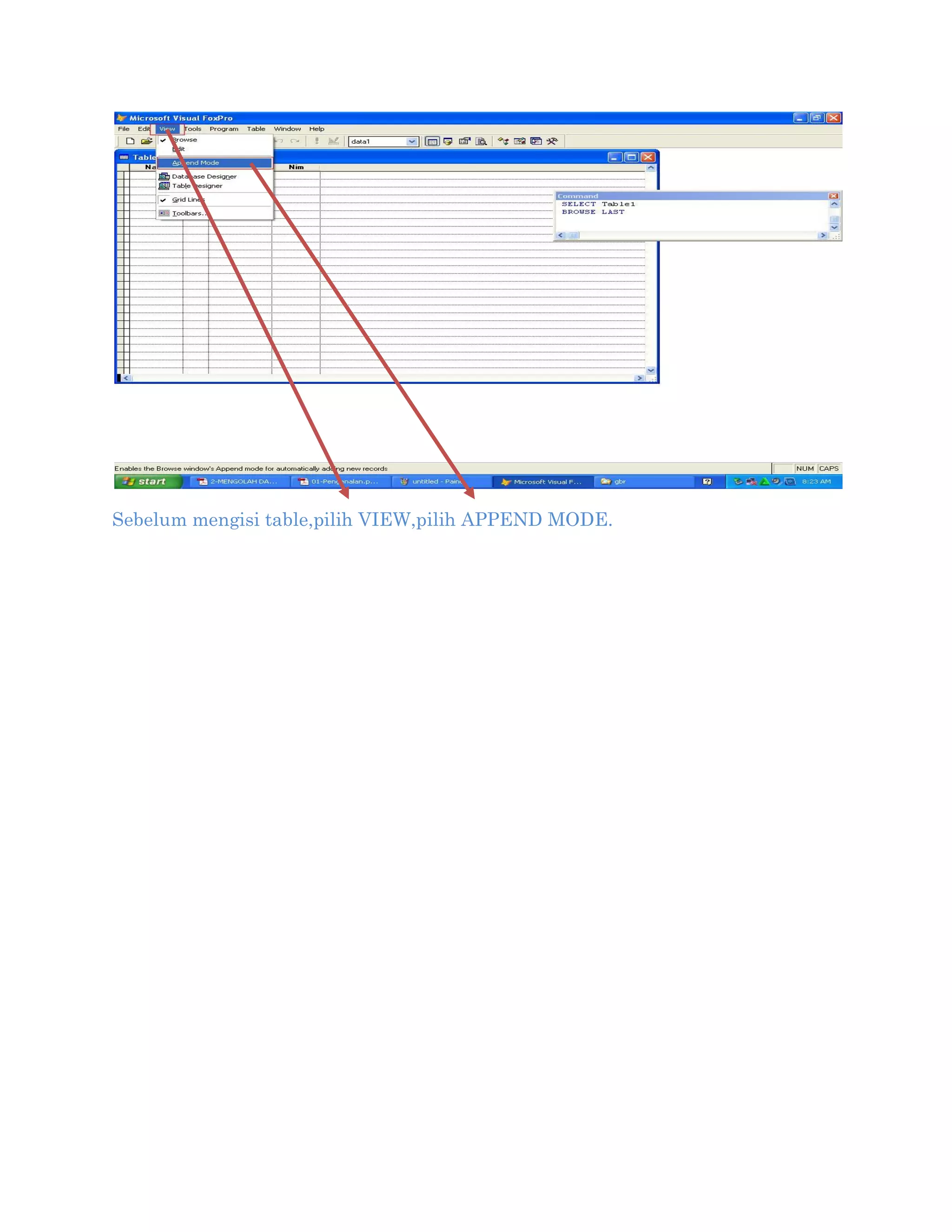 Tutorial langkah pembuatan data base menggunakan ms.fox pro | PDF