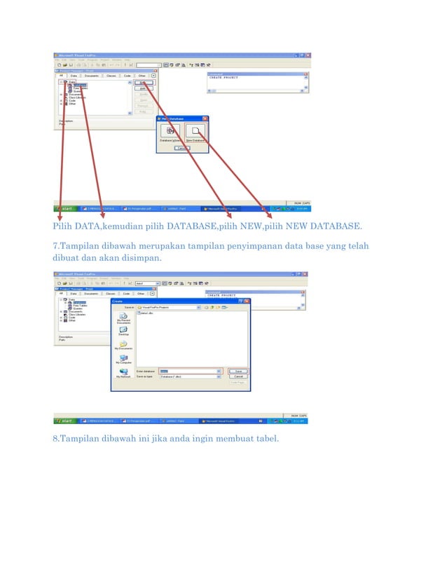 Tutorial langkah pembuatan data base menggunakan ms.fox pro | PDF