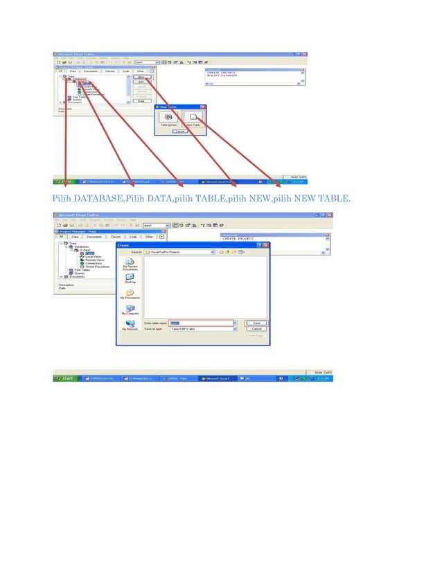 Tutorial langkah pembuatan data base menggunakan ms.fox pro | PDF