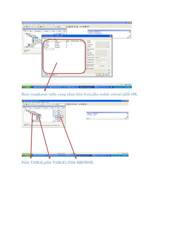 Tutorial langkah pembuatan data base menggunakan ms.fox pro | PDF