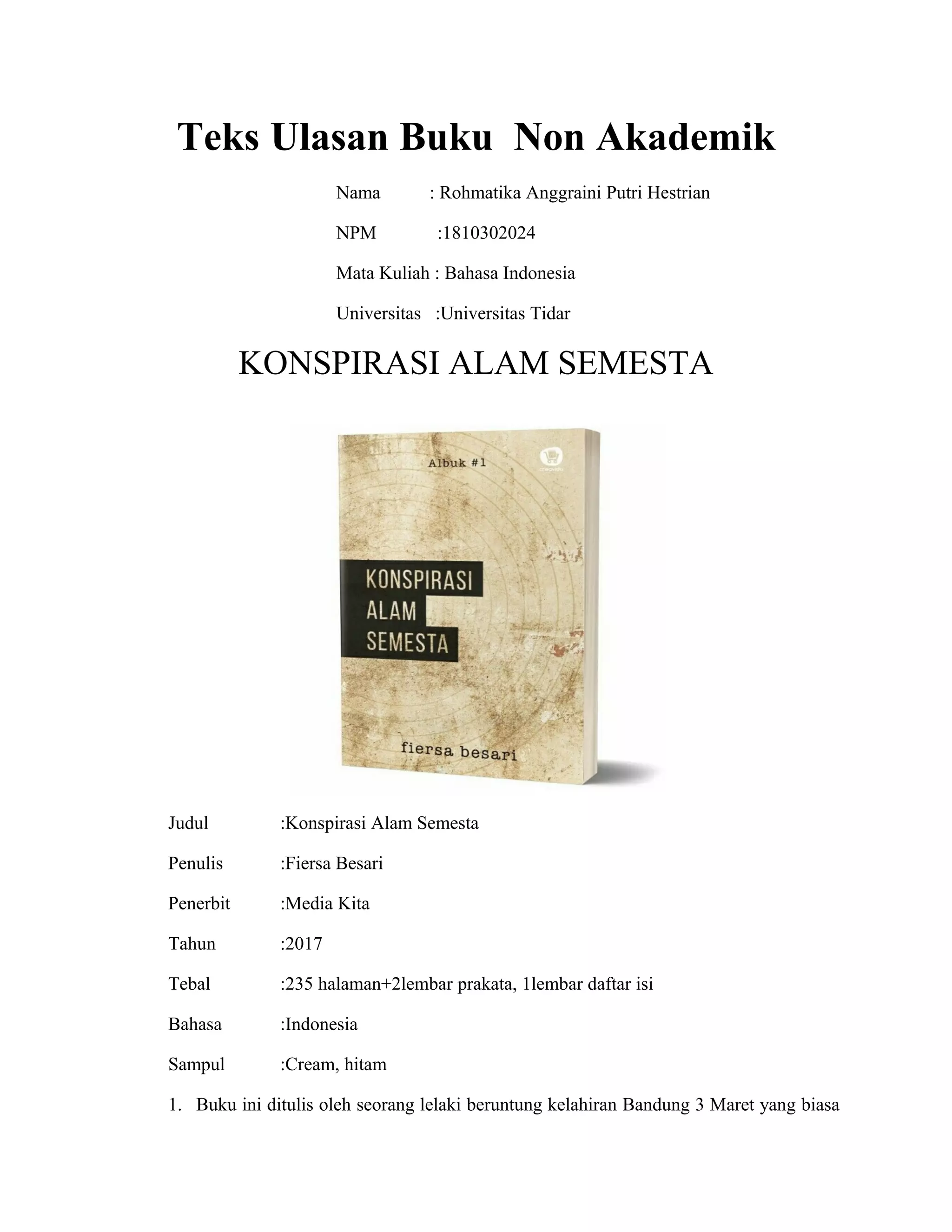 Tugas ulasan buku fiks | DOC