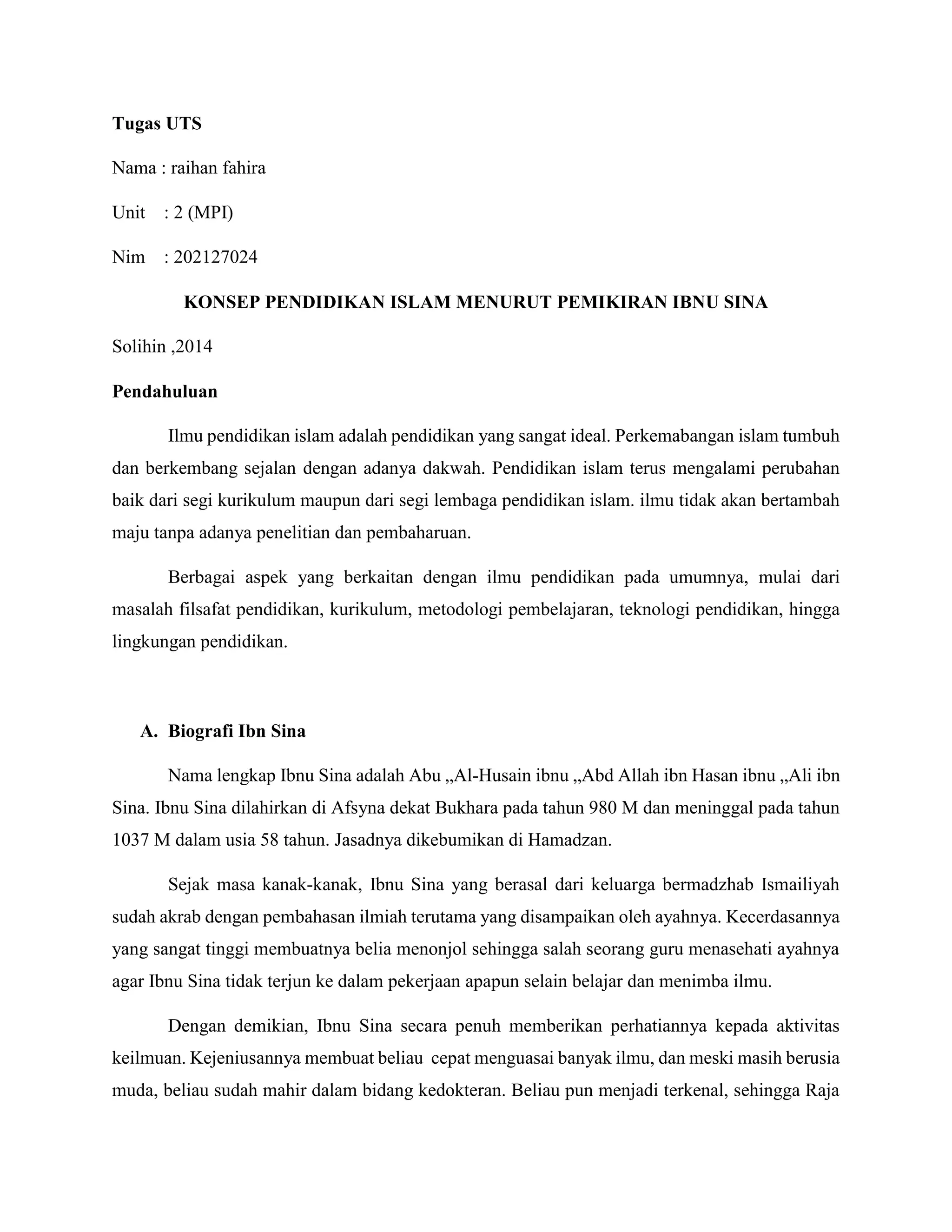 Tugas UTS pemikiran ibnu sina tentang pendidikan.pdf