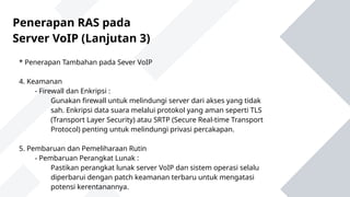 Penerapan RAS pada Server Database dan Server VOIP | PPT