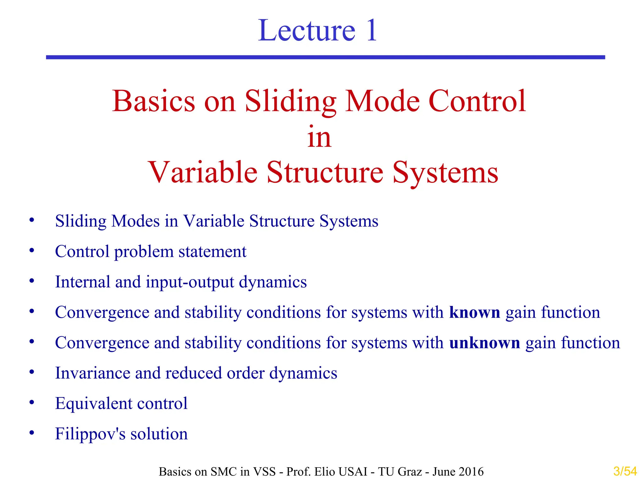Sliding Mode Control: Basic Theory, Advances and Applications | PDF