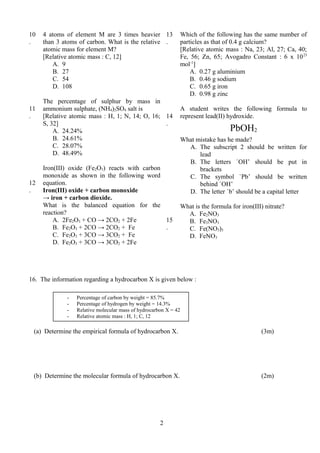 Tuition mole exercise revision | DOC