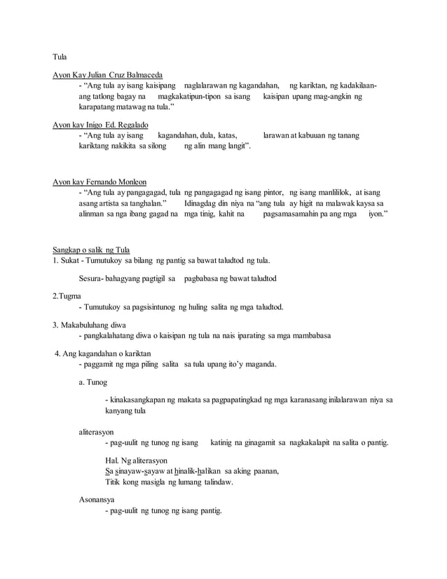 katuturan ng tula at sangkap | DOCX