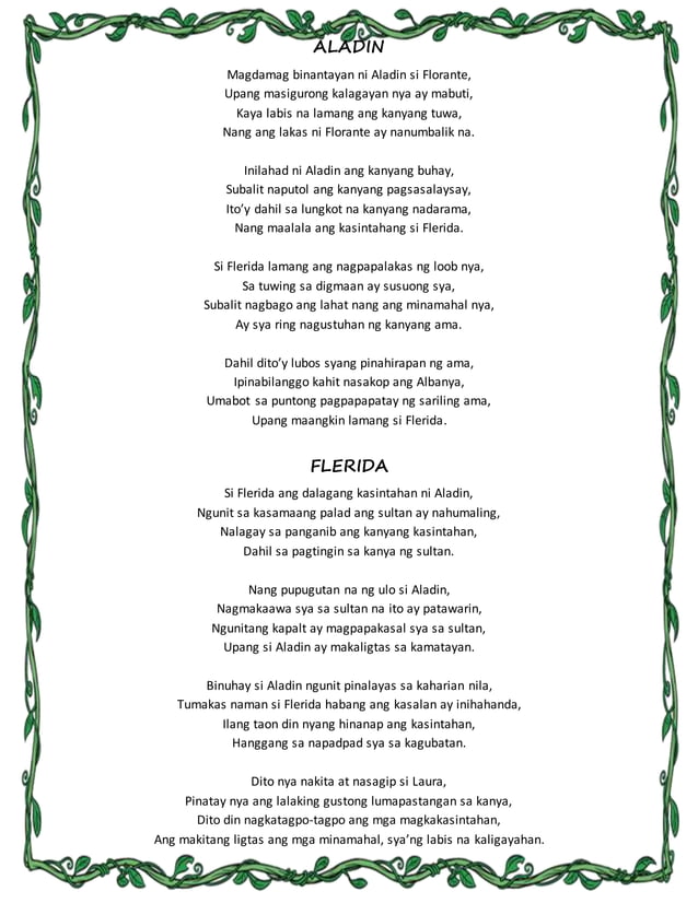 Tula - Mga Tauhan sa Florante at Laura | DOCX Tula - Mga Tauhan sa Florante at Laura | DOCX