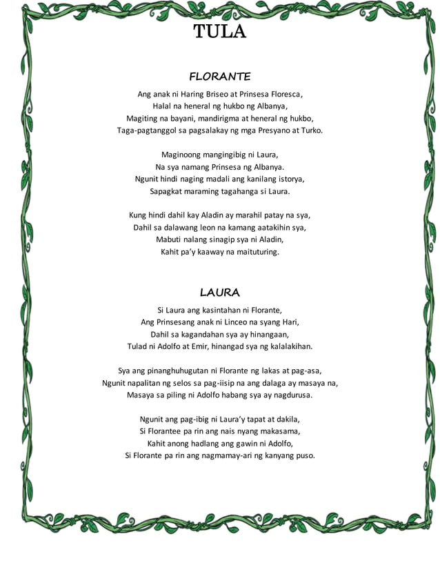 Tula - Mga Tauhan sa Florante at Laura | PDF Tula - Mga Tauhan sa Florante at Laura | PDF