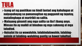 tulang tradisyunal at tulang modernista second quarter grade 8 | PPTX