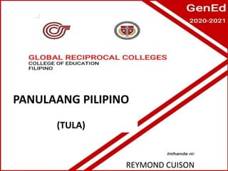 PANULAANG PILIPINO TULA AAT URI ANO TULA | PPT
