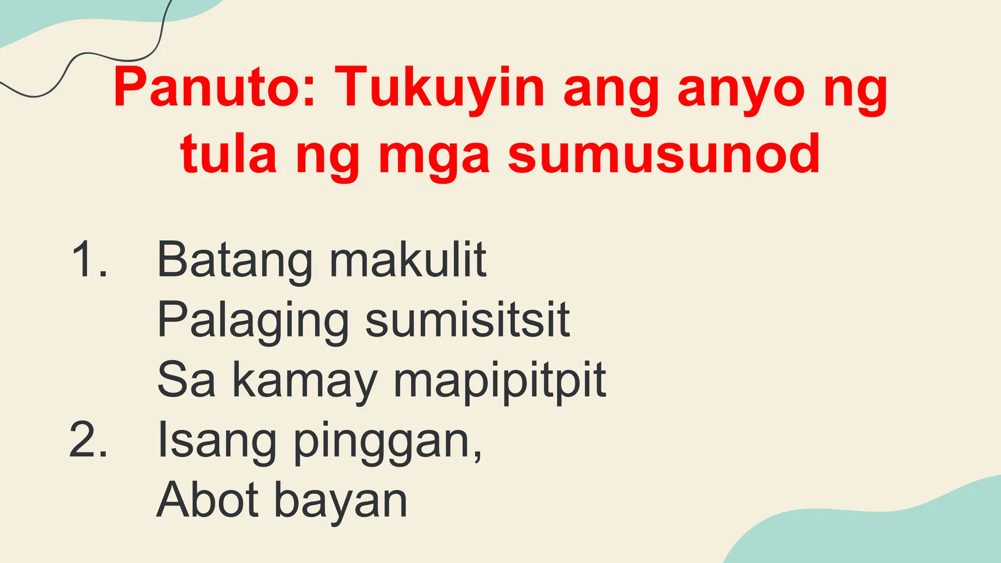 TULA- Filipino 7- MeLC based............. | PPTX