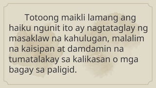 Mga tulang lumaganap noong unang panahon | PPTX