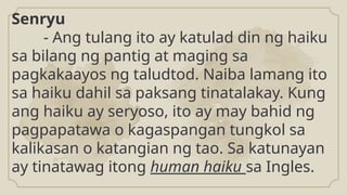 Mga tulang lumaganap noong unang panahon | PPTX